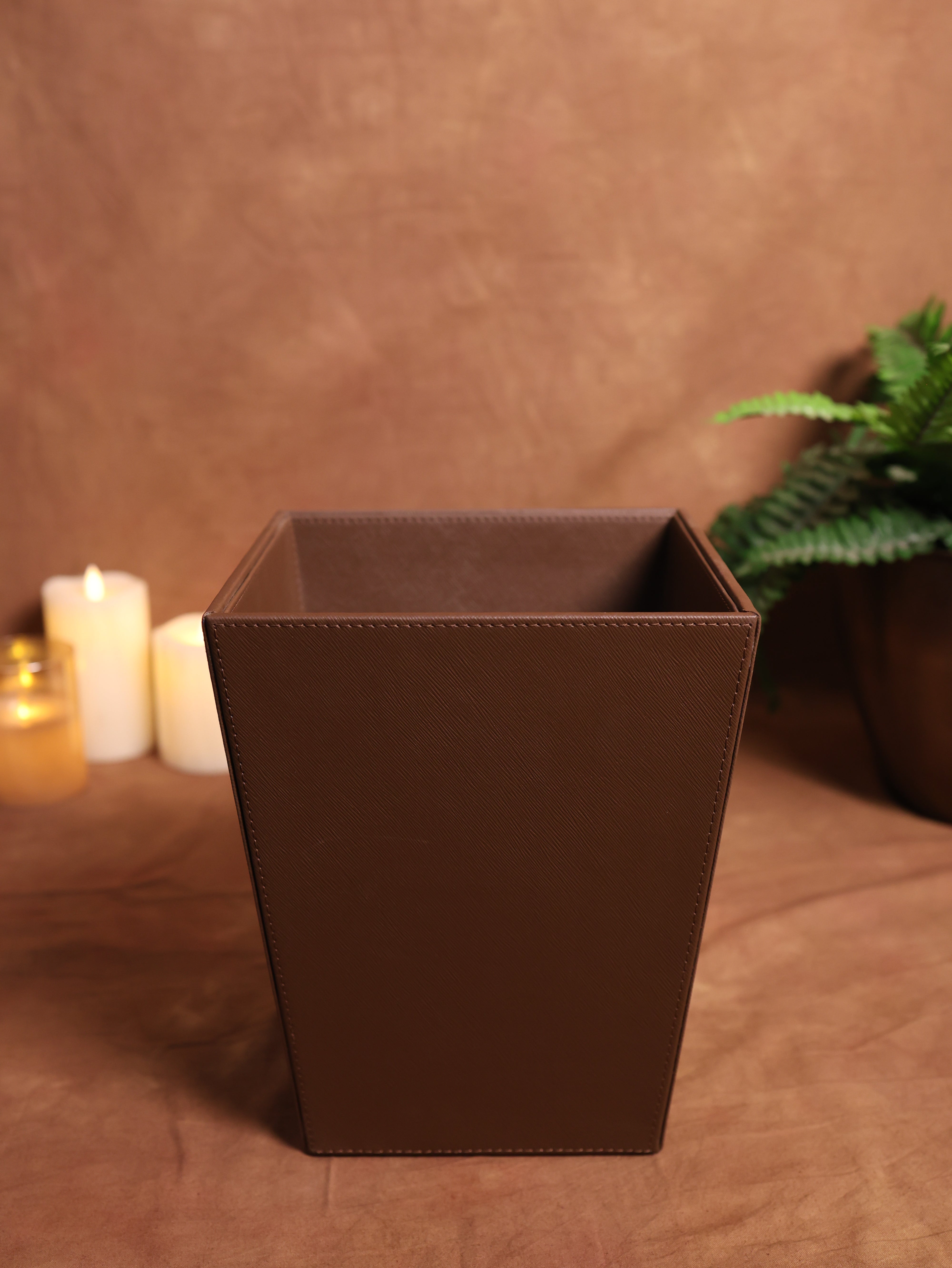 Brown Leather Dustbin – stylivingindia