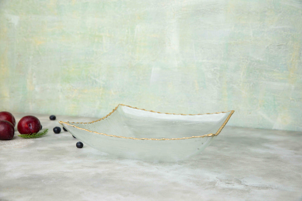 Gold Rimmed Square Platter – stylivingindia